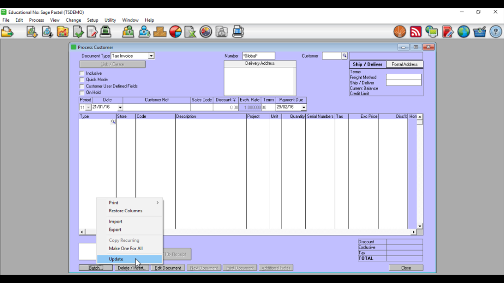 How to create a Tax Invoice in Sage Pastel Partner - Talent Stream